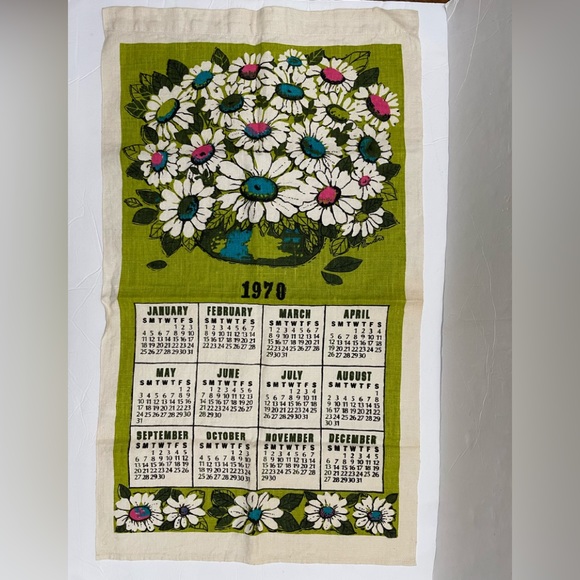 Wall Decor | Vintage 197 Cloth Calendar Has Opening For Dowel | Poshmark